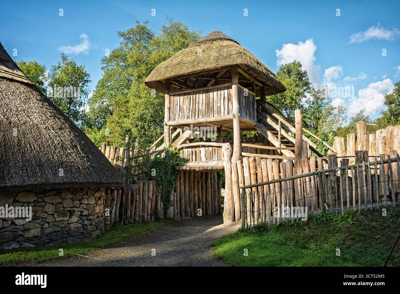 Reconstructed early medieval ringfort, prehistoric Irish homestead with ...