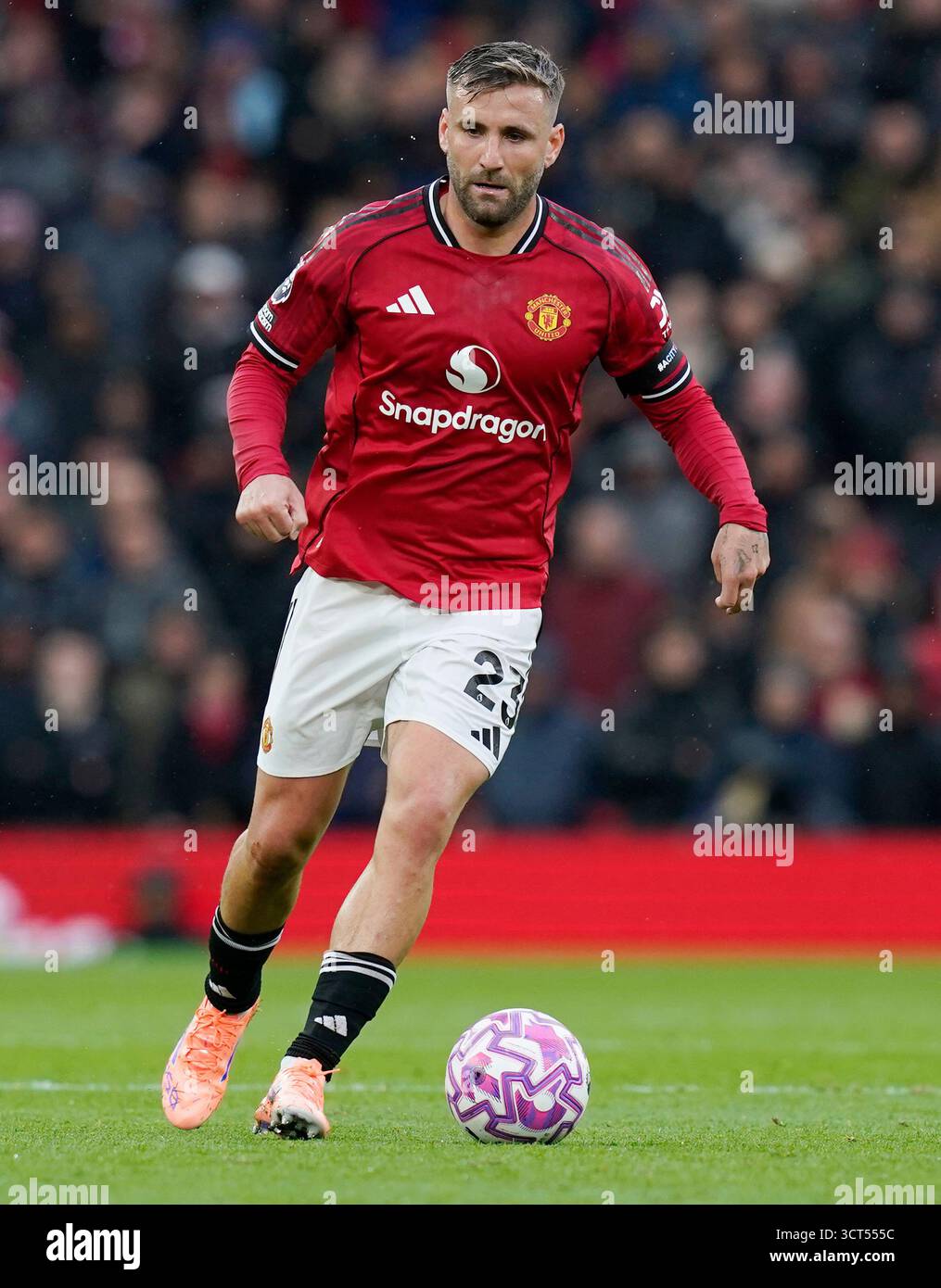 Manchester, England, 4th October 2025. Luke Shaw of Manchester United ...
