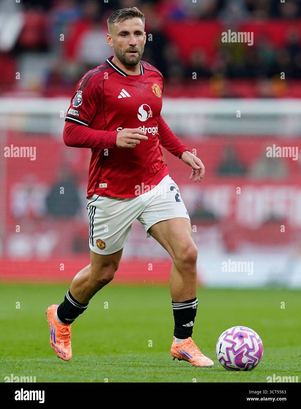 Manchester, England, 4th October 2025. Luke Shaw of Manchester United ...
