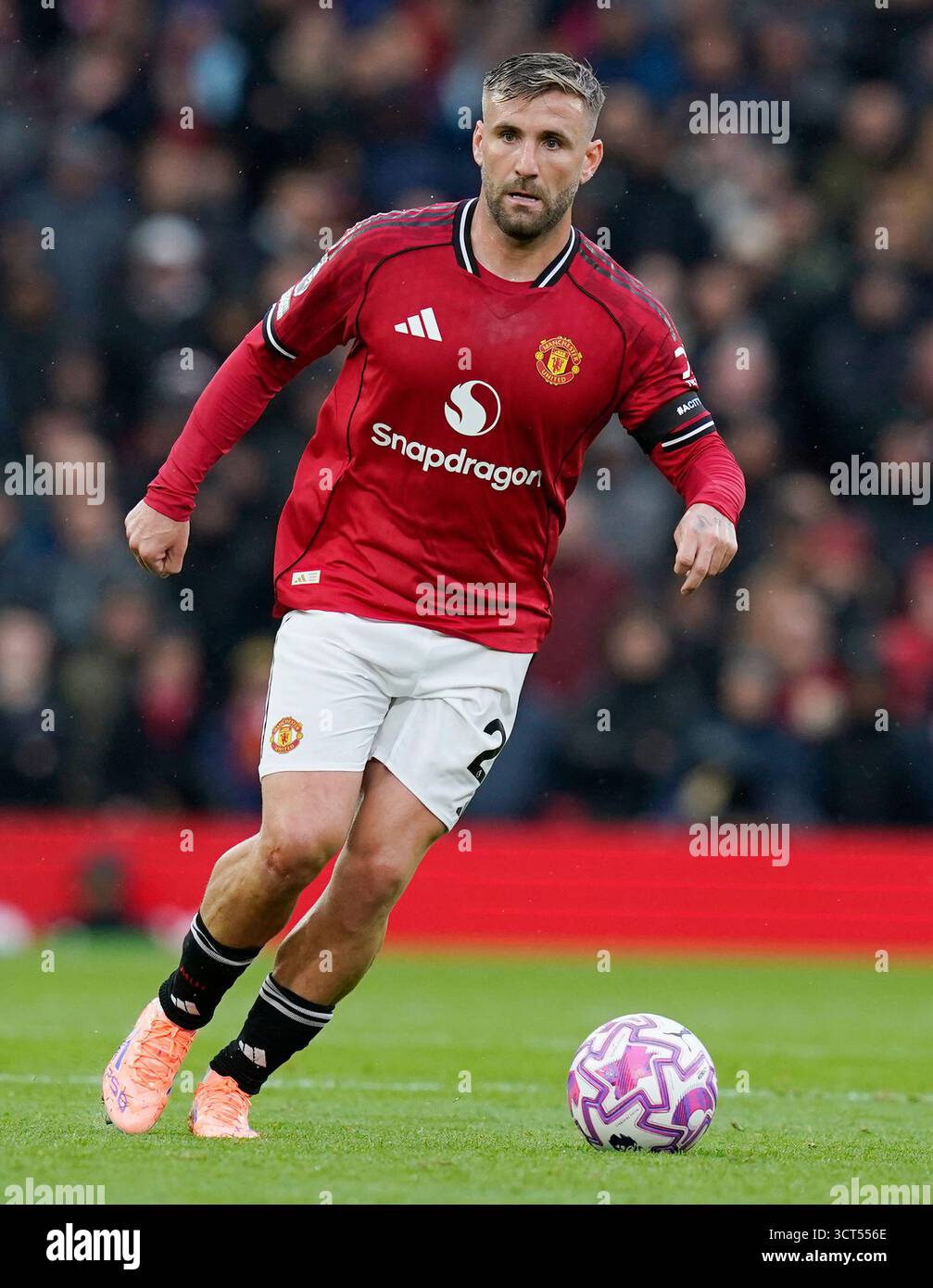 Manchester, England, 4th October 2025. Luke Shaw of Manchester United ...
