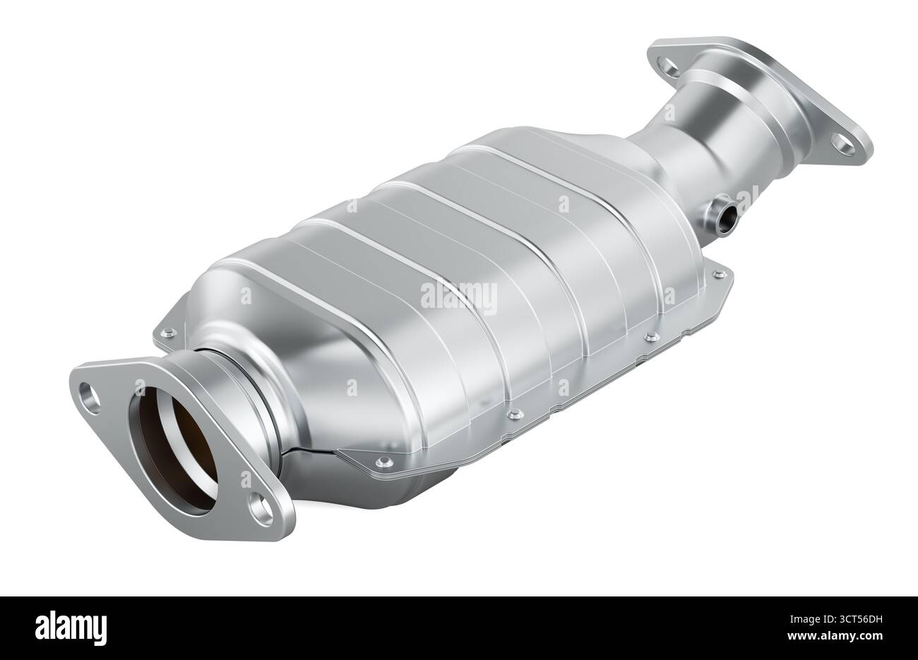 Car catalytic converter metallic. 3D rendering isolated on white ...