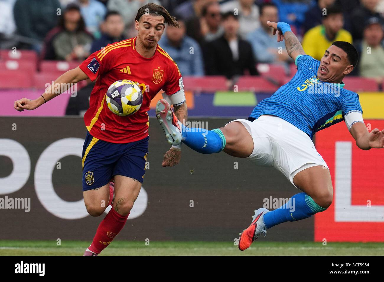 Brazil's Iago (3) an Spain's Iker Bravo battle for the ball during a ...