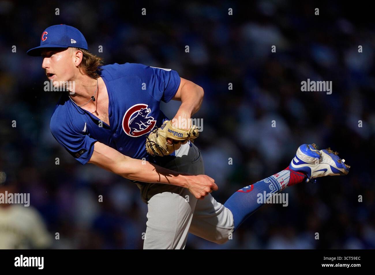 Chicago Cubs pitcher Ben Brown throws during the seventh inning in Game ...