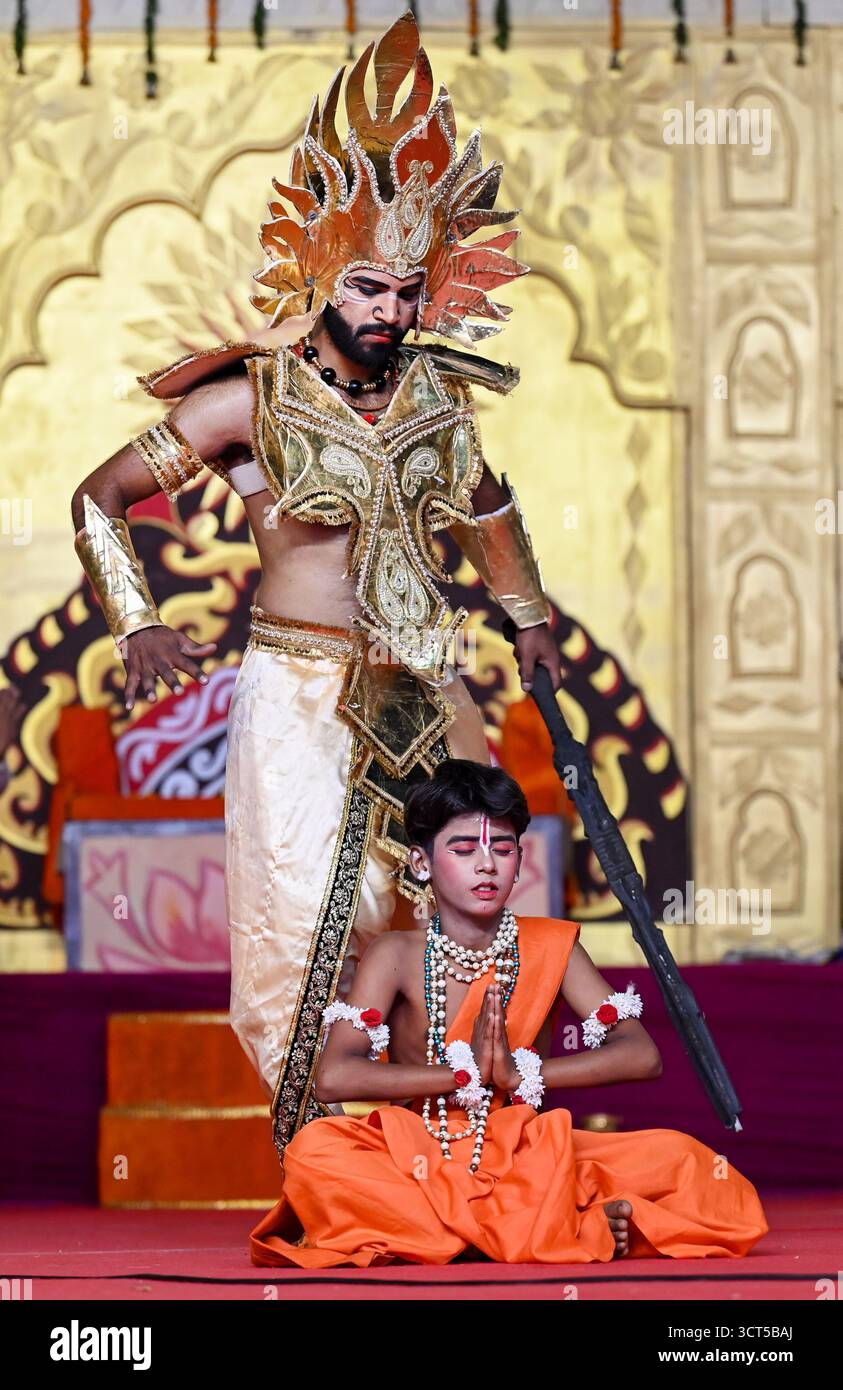 NOIDA, INDIA - OCTOBER 3: The Narasimha avatar enacted in the form of a ...