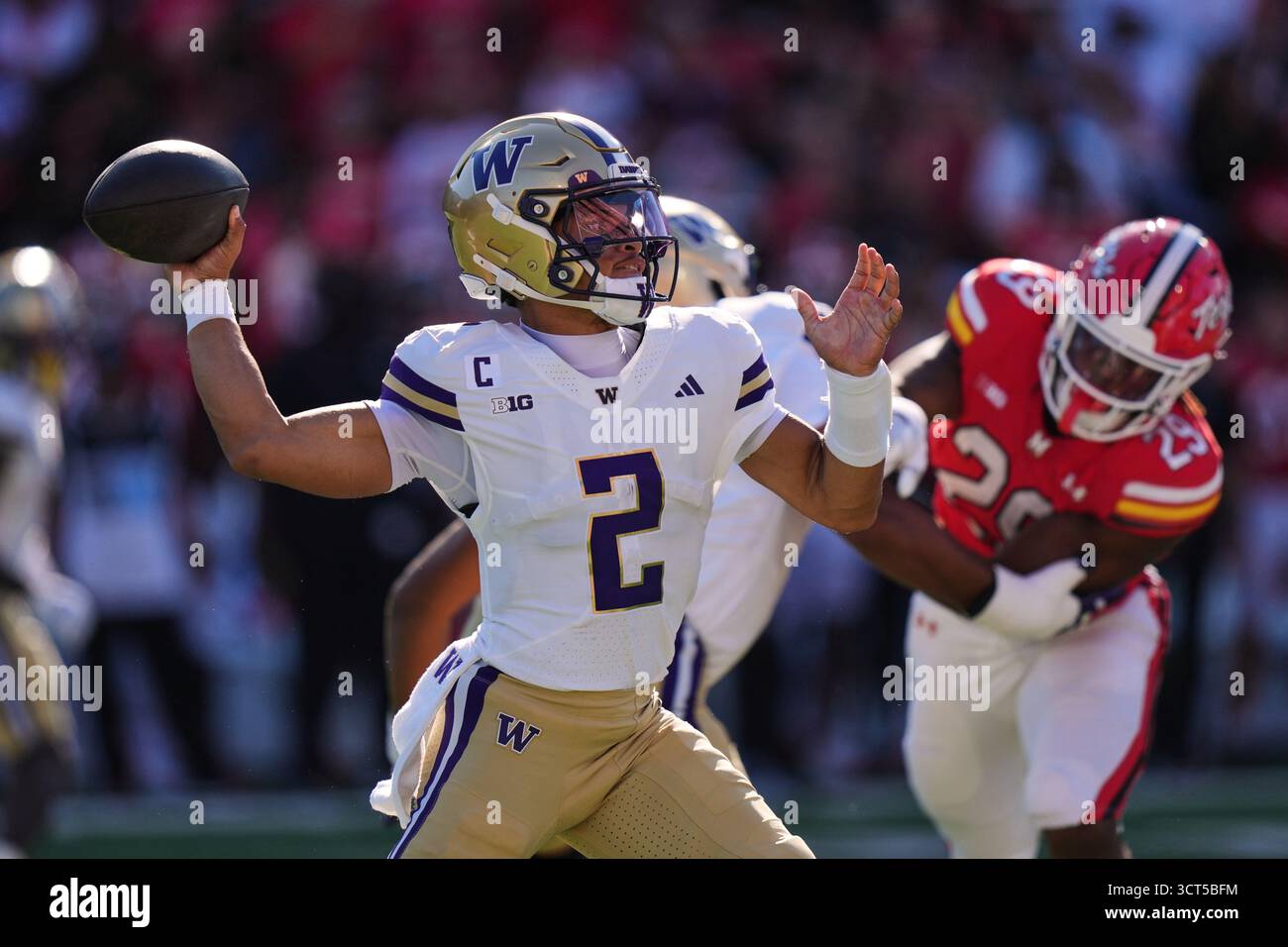 Washington quarterback Demond Williams Jr. (2) looks to throw against ...