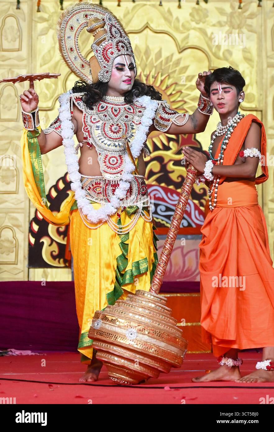 NOIDA, INDIA - OCTOBER 3: The Narasimha avatar enacted in the form of a ...