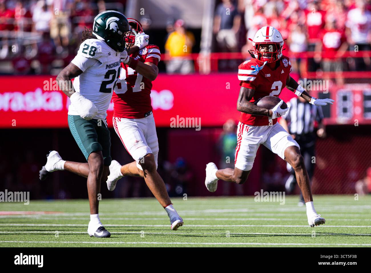 LINCOLN, NE - OCTOBER 04: Nebraska punt returner Jacory Barney Jr. (2 ...