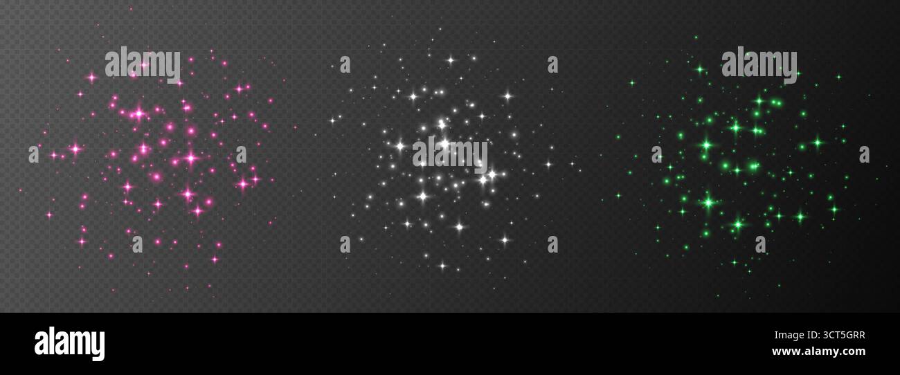 Sparkling stars, shiny particles light effect, transparent flying ...