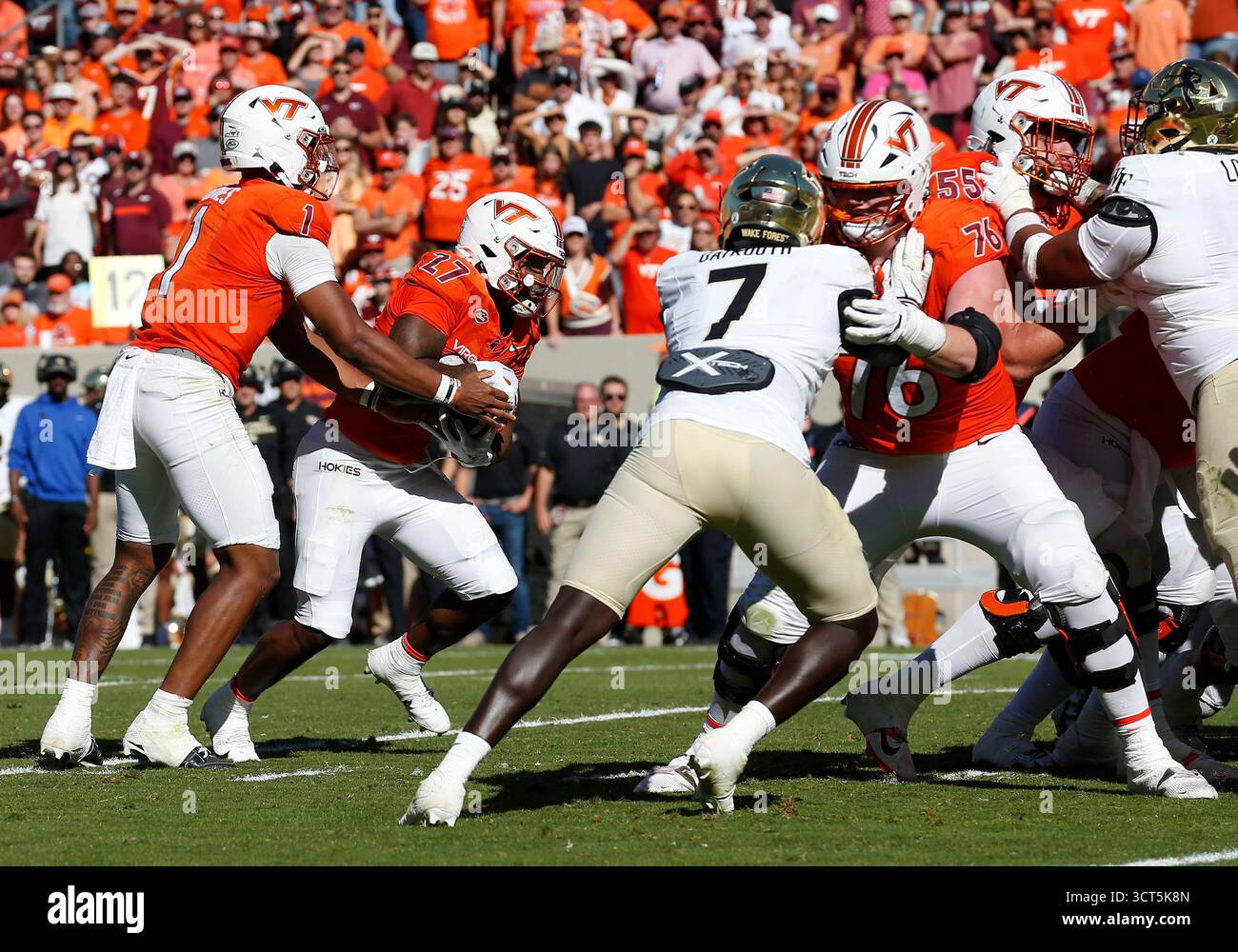 BLACKSBURG, VA - OCTOBER 04: Virginia Tech Hokies offensive lineman ...