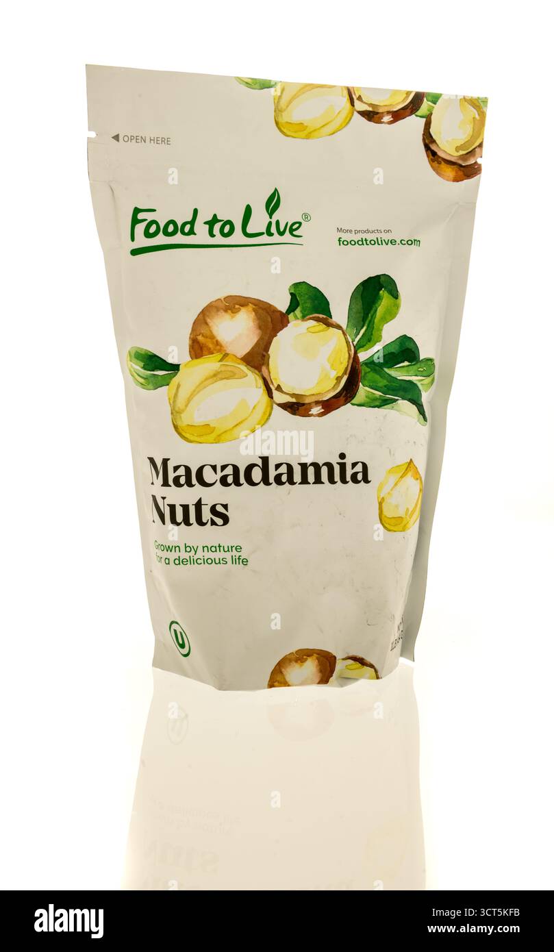 Winneconne, WI - 27 September 2025: A package of Food to live macadamia ...