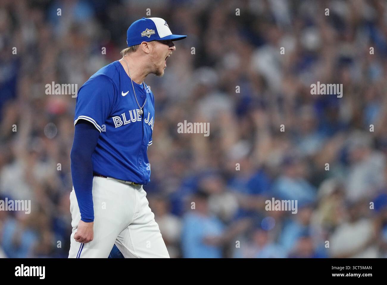 Toronto Blue Jays pitcher Jeff Hoffman (23) celebrates after defeating ...