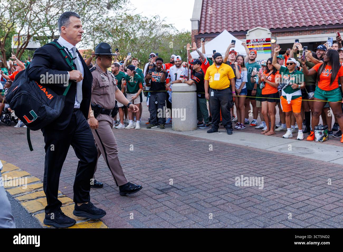 Miami head coach Mario Cristobal enters the stadium prior to the first ...