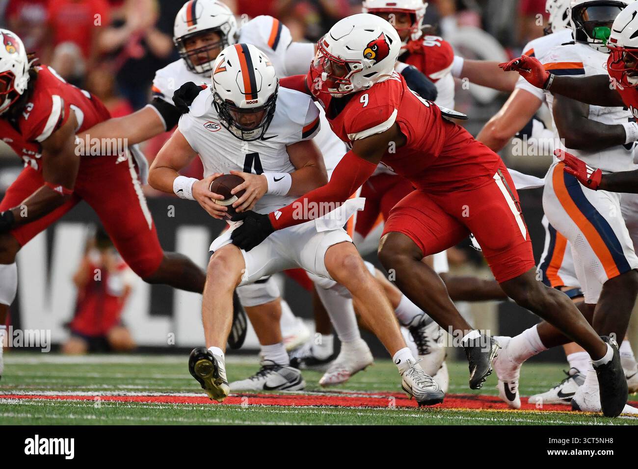 Louisville Cardinals linebacker Antonio Watts (9) sacks Virginia ...