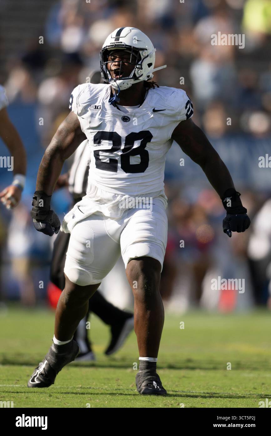Penn State defensive tackle Zane Durant (28) reacts during an NCAA ...