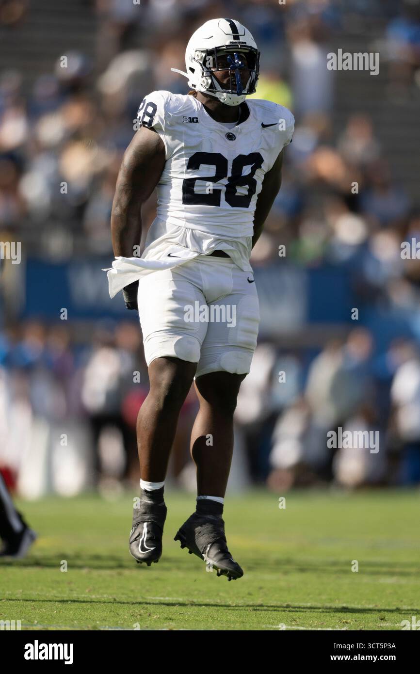 Penn State defensive tackle Zane Durant (28) reacts during an NCAA ...