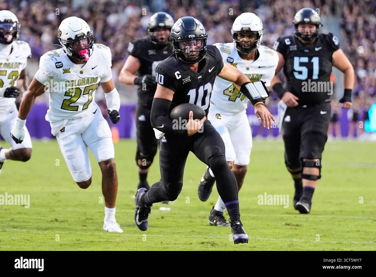 TCU quarterback Josh Hoover (10) runs the ball as Colorado defensive ...