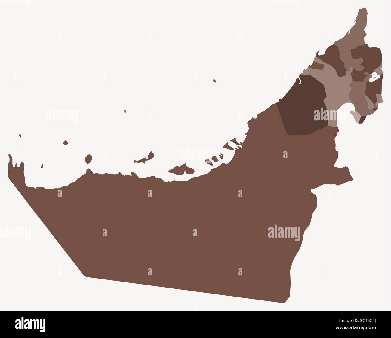 Map of the United Arab Emirates with regions. Just a simple country ...