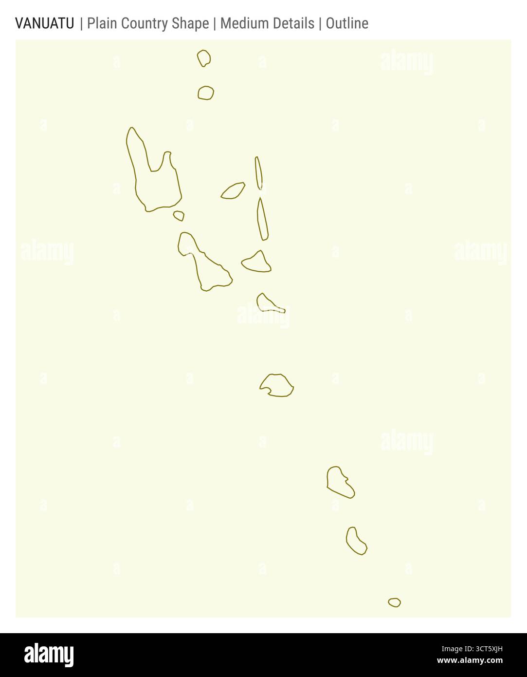 Vanuatu plain country map. Medium Details. Outline style. Shape of ...