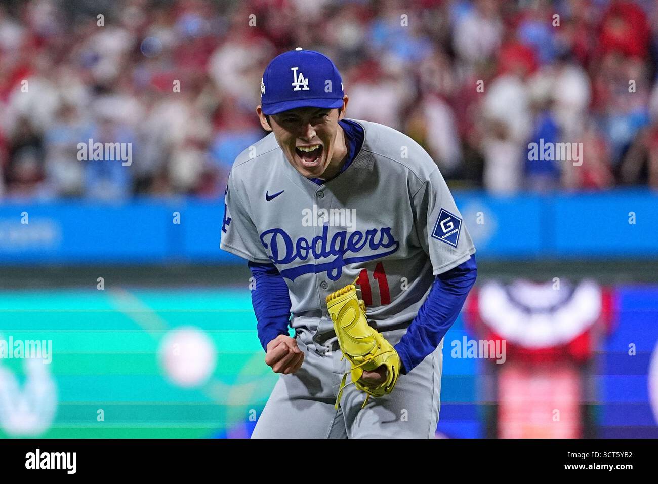 Los Angeles Dodgers pitcher Roki Sasaki reacts after the Dodgers ...