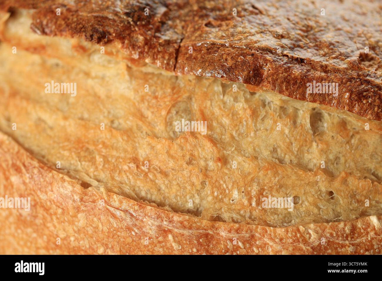 Extreme Close Up of a Sourdough Country Bread Crust Showing Detailed ...