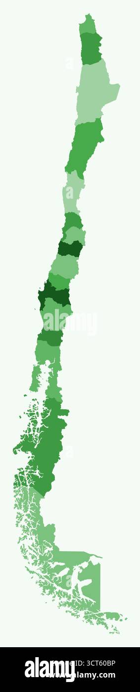 Map of Chile with regions. Just a simple country border map with region ...