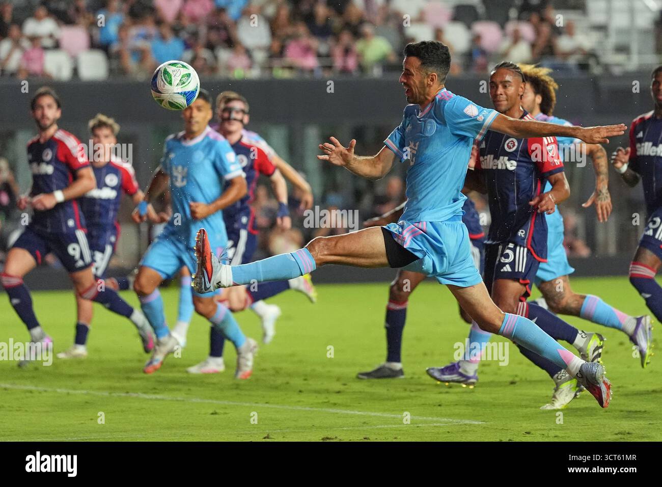Inter Miami midfielder Sergio Busquets reaches to control a ball during ...