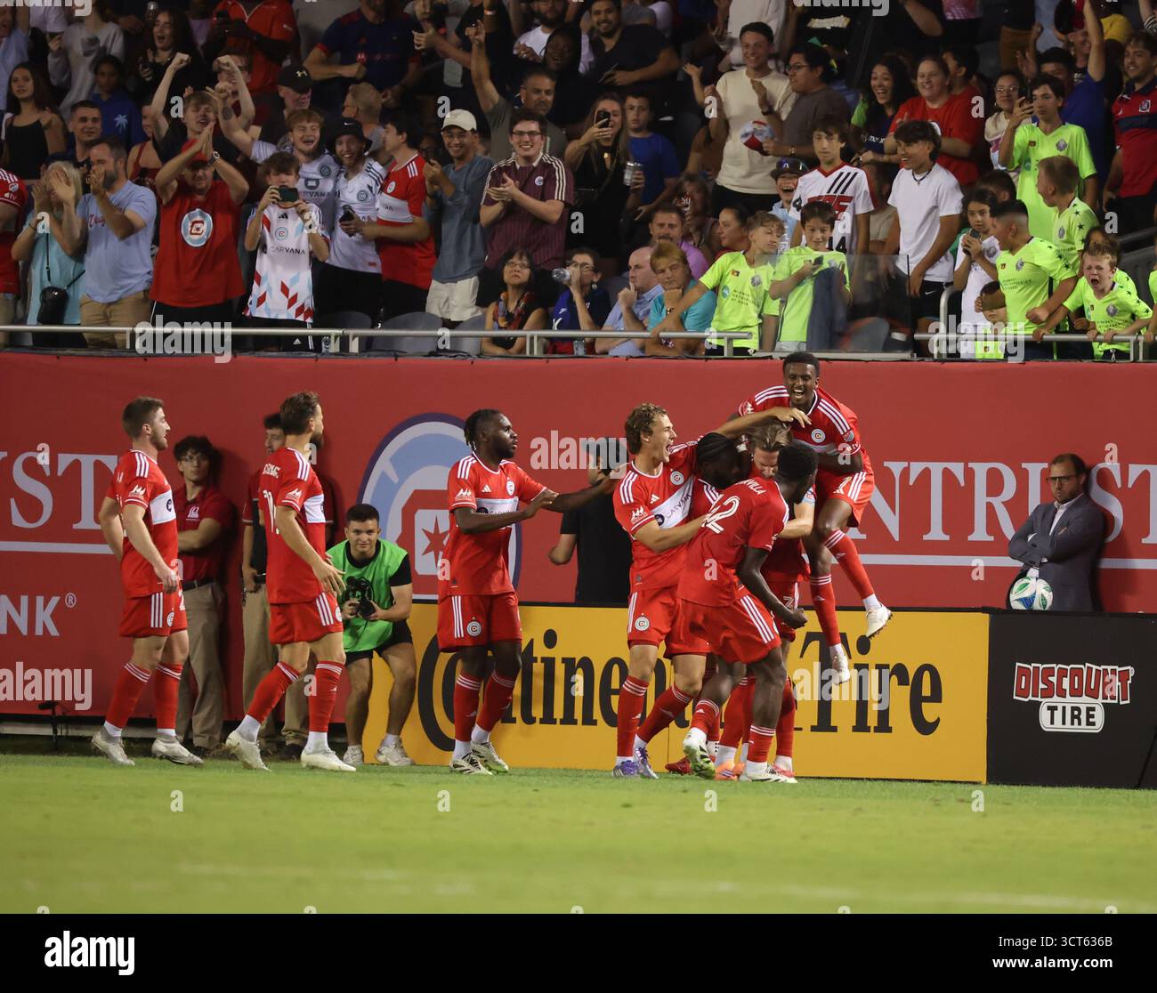 Chicago Fire players celebrate after a goal during the second half of ...