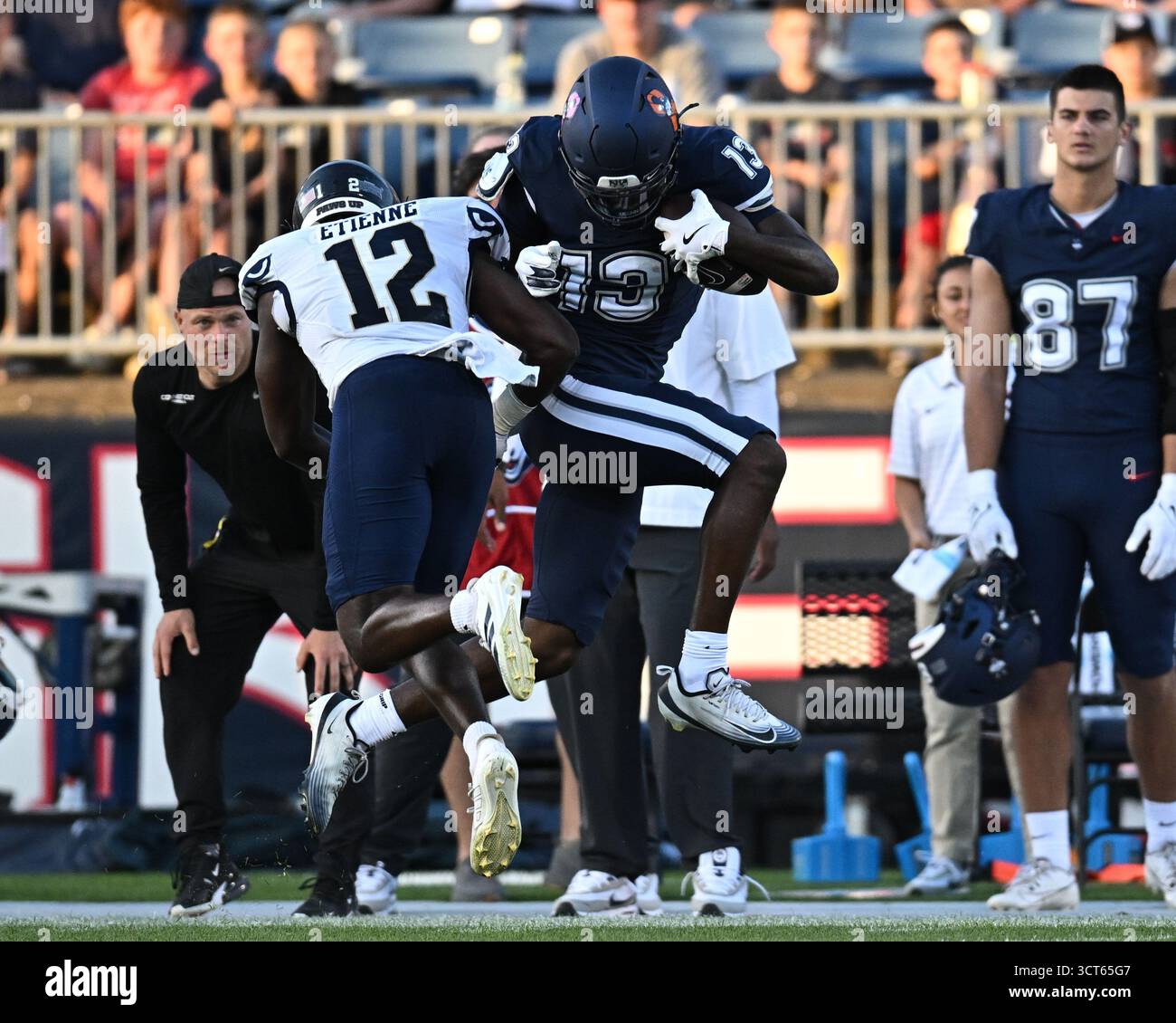 EAST HARTFORD, CT - OCTOBER 04: Defensive Back Websley Etienne #12 of ...
