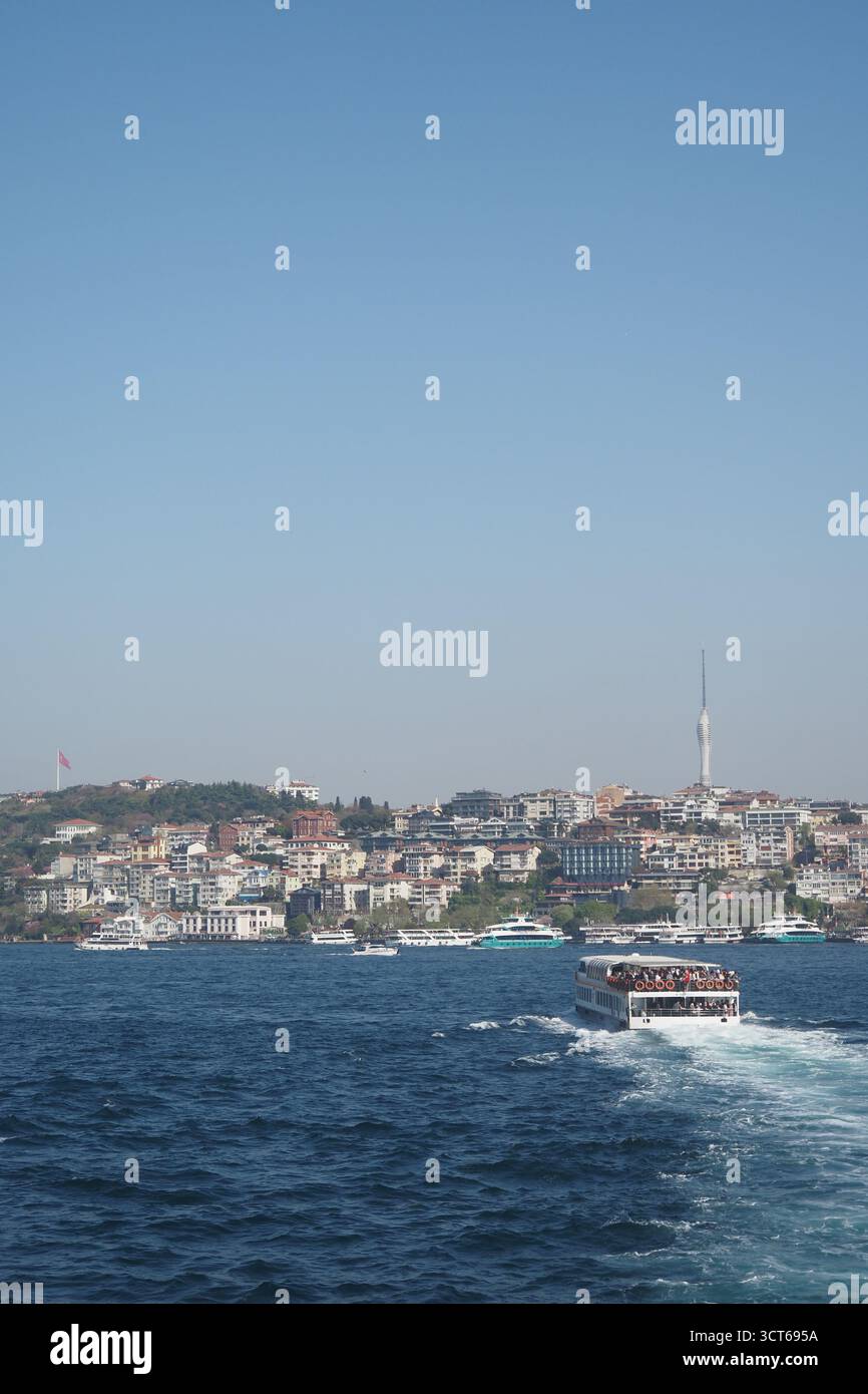 turkey istanbul 29 june 2025. Ferry travels across the water near city ...