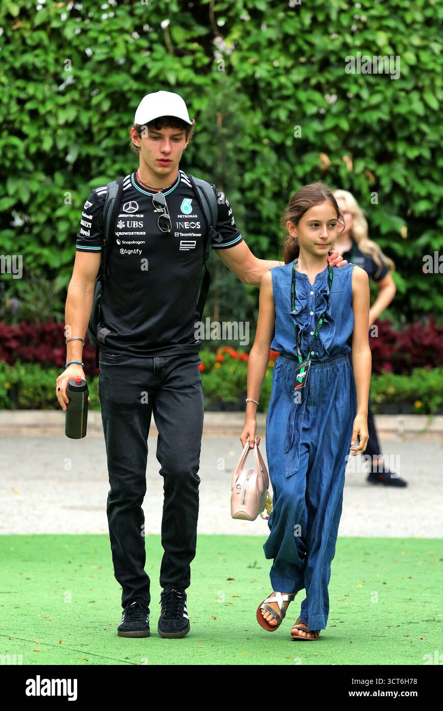 Singapore, Singapore. 05th Oct, 2025. (L to R): Andrea Kimi Antonelli ...