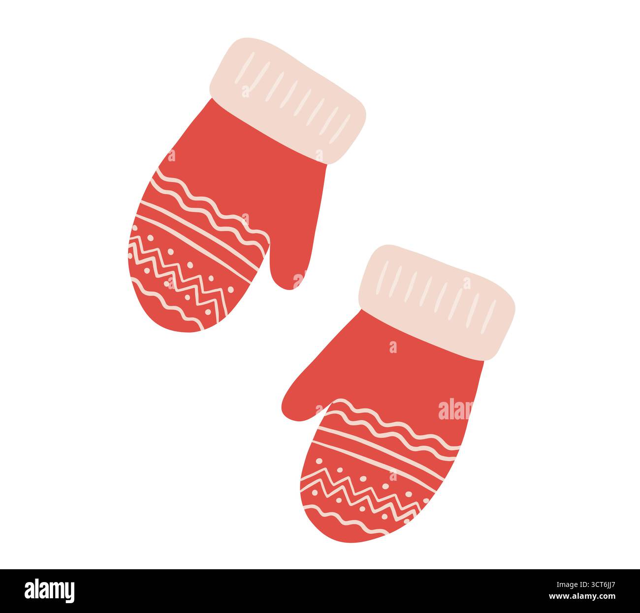 Cartoon knitted winter mitten with decorative pattern vector ...
