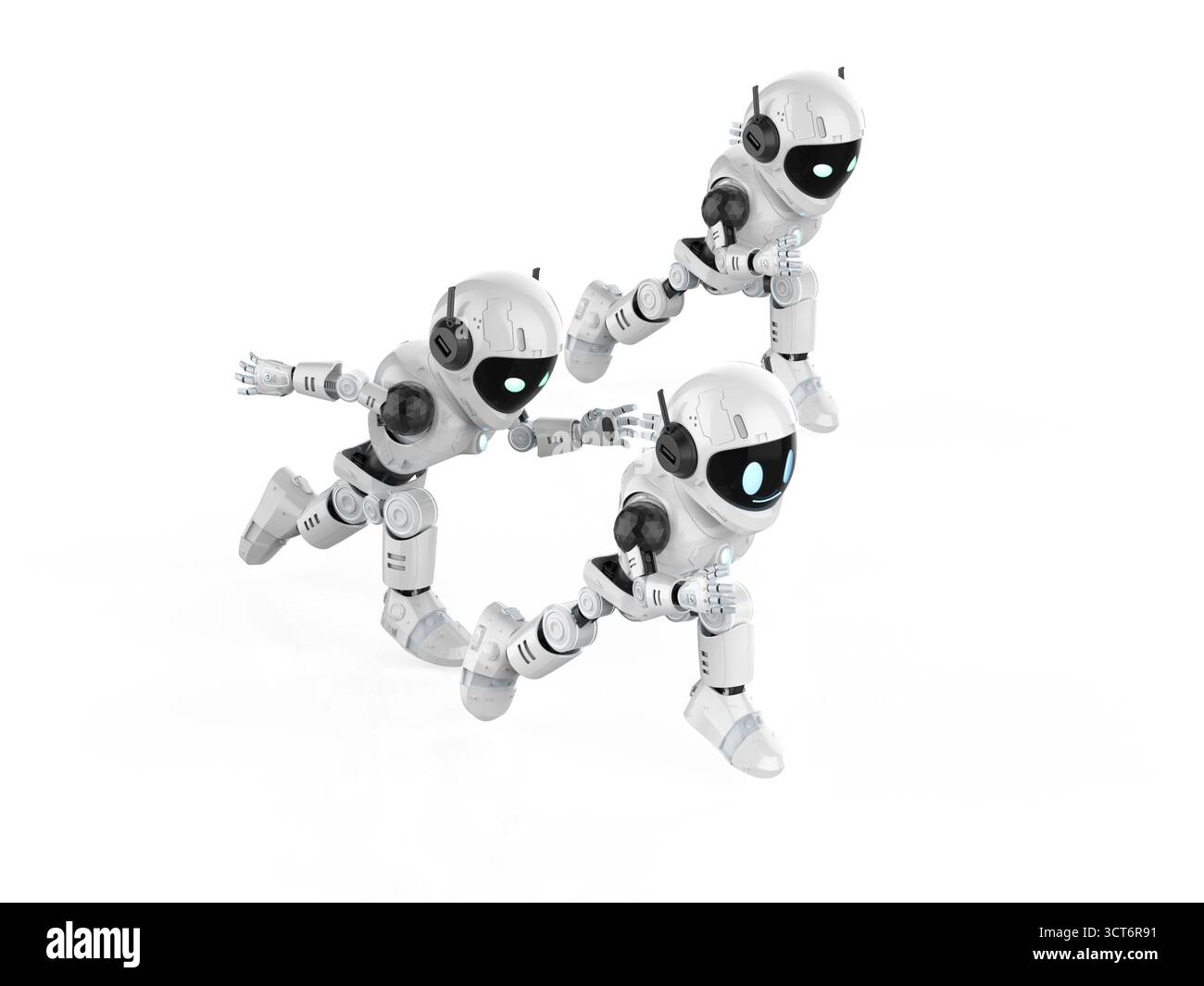 3d rendering personal assistant ai robots run in competition Stock ...