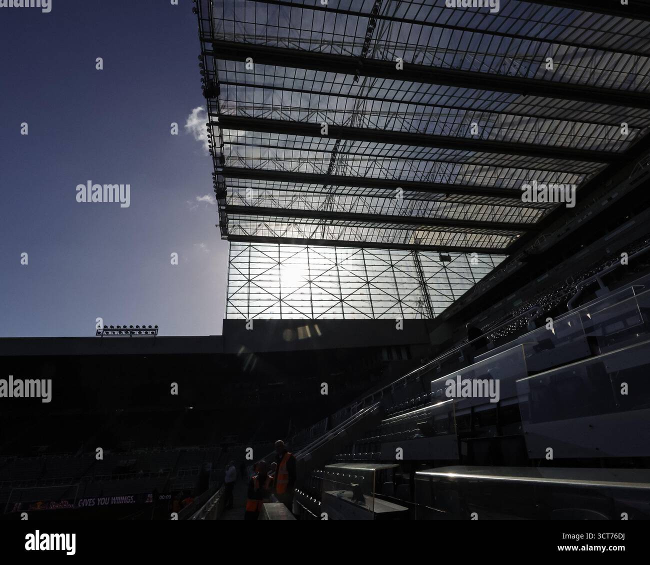 The sun shines through the glass roof during the Premier League match ...