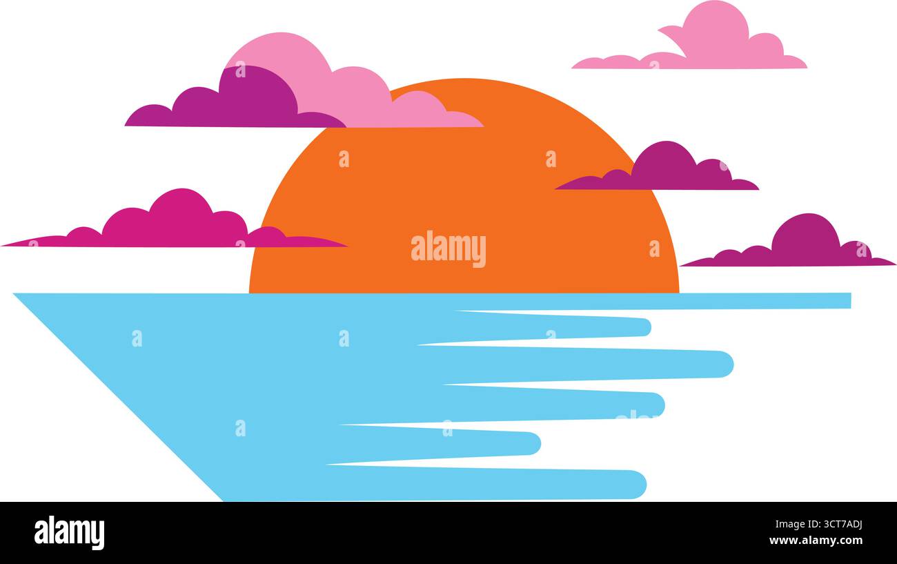 Calm sky sunset over sea Stock Vector Images - Alamy