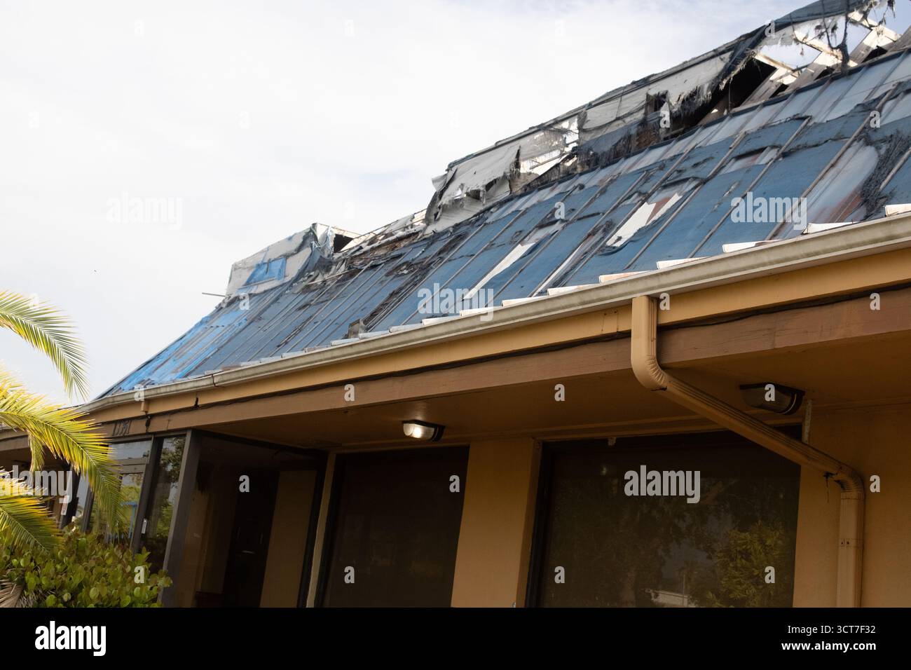 Roof damage left over from a Hurricane in Florida Stock Photo - Alamy