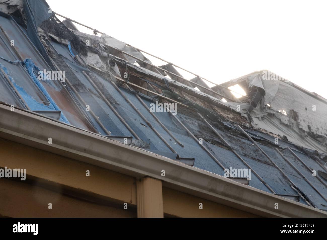 Roof damage left over from a Hurricane in Florida Stock Photo - Alamy