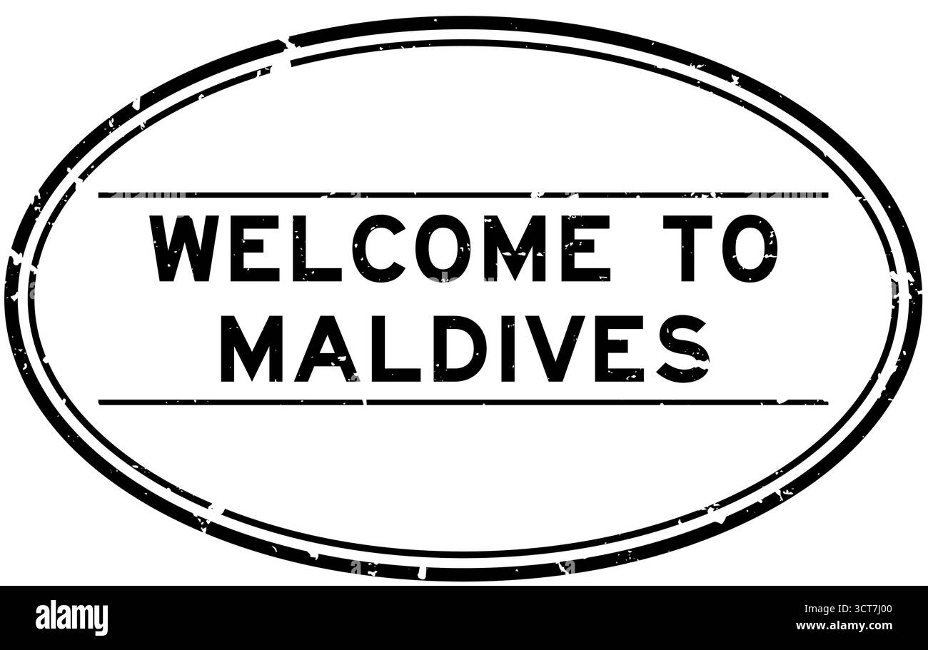 Grunge black welcome to maldives word oval rubber seal stamp on white ...