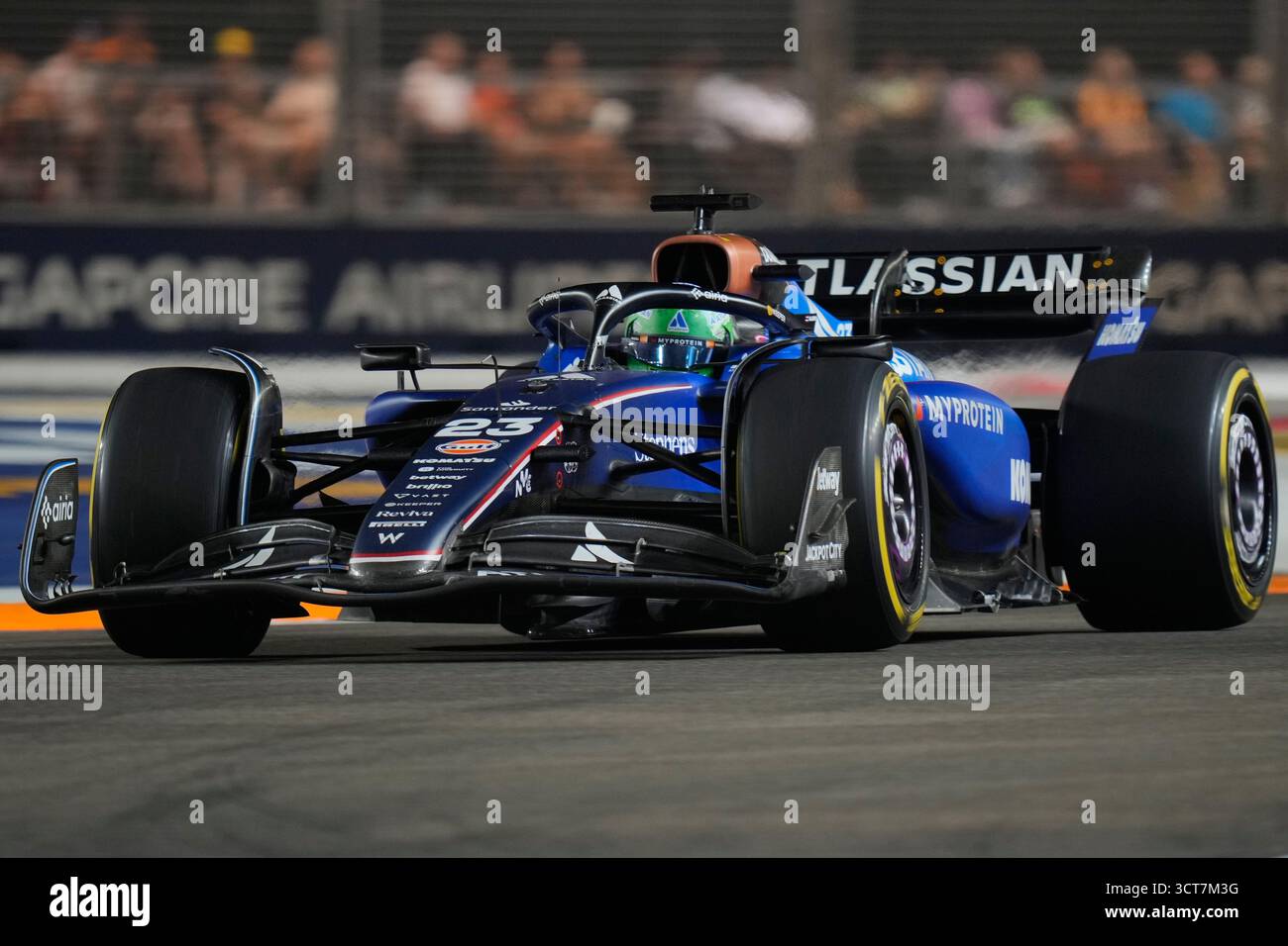 Williams driver Alexander Albon of Thailand steers his car during the ...