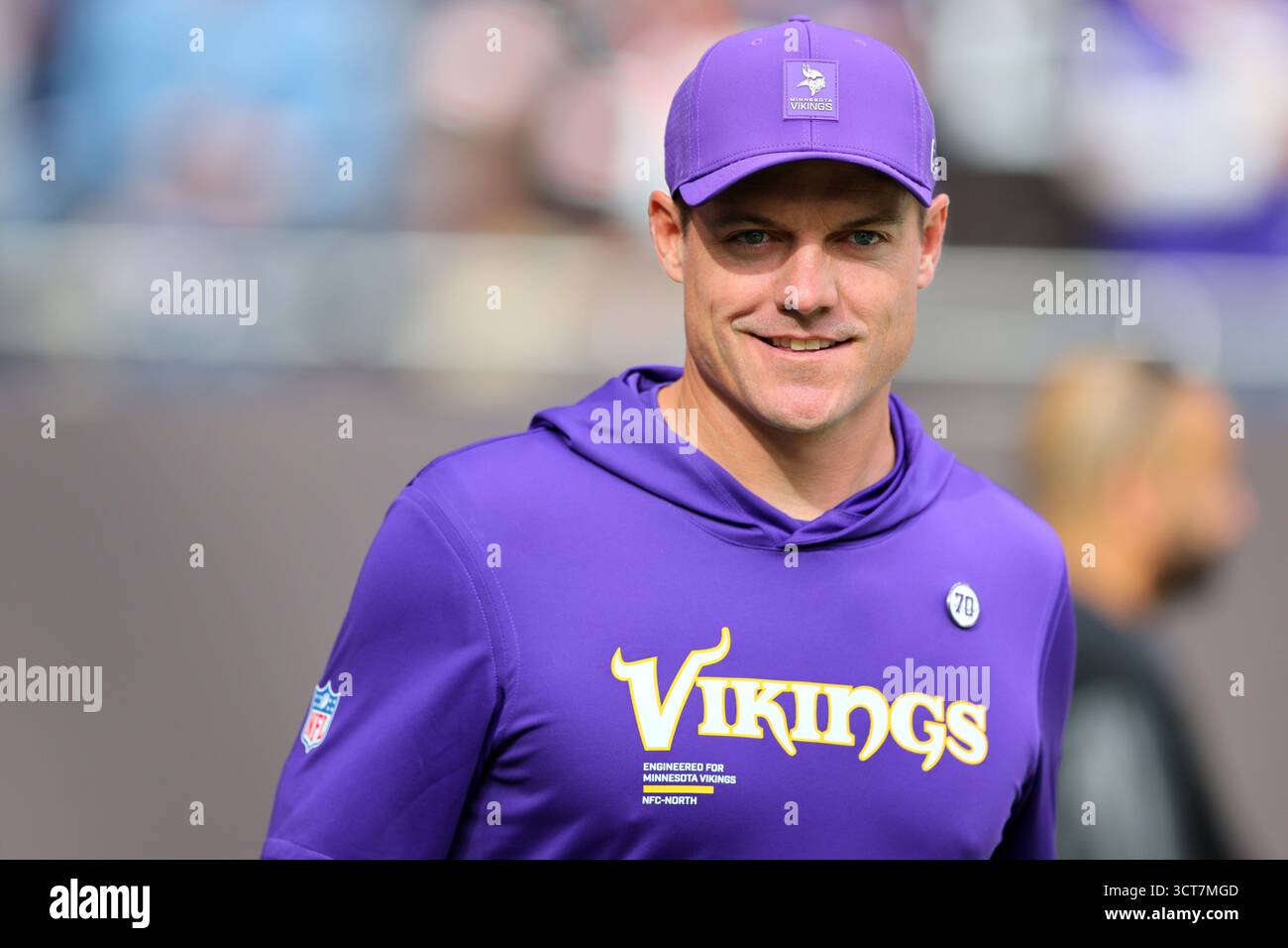 Minnesota Vikings head coach Kevin O'Connell walks on the field before ...