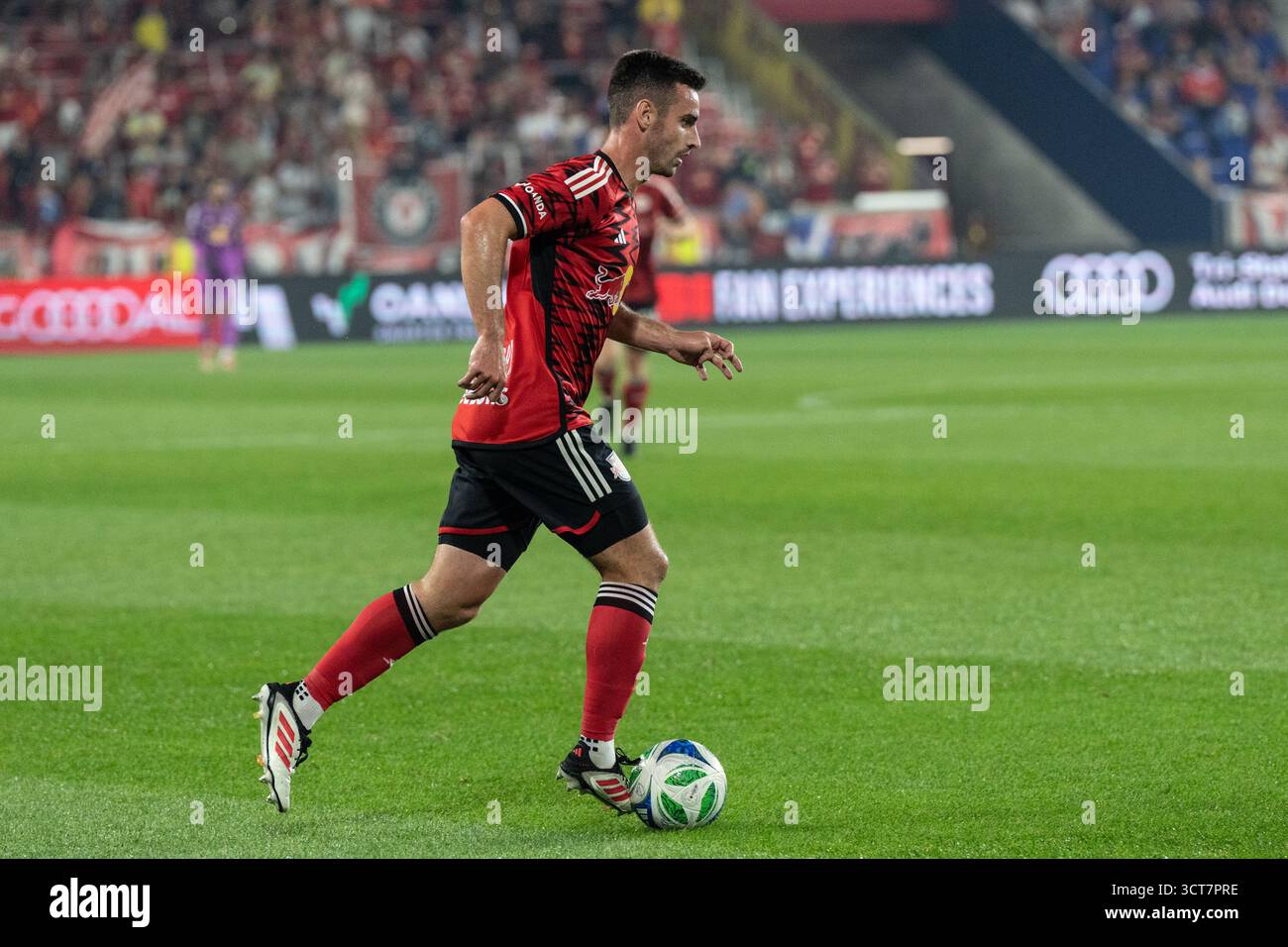 Dylan Nealis (12) of Red Bulls controls ball during MLS regular season ...
