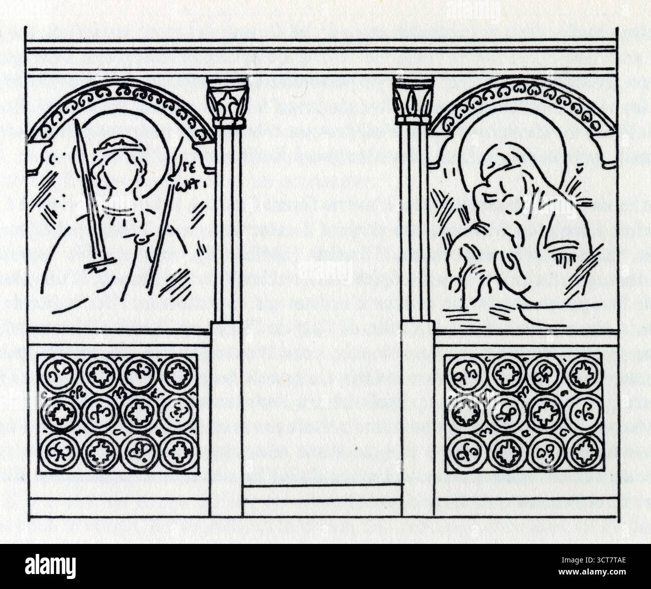 Templon avec icones du saint patron et de la Sainte Vierge et Enfant ...