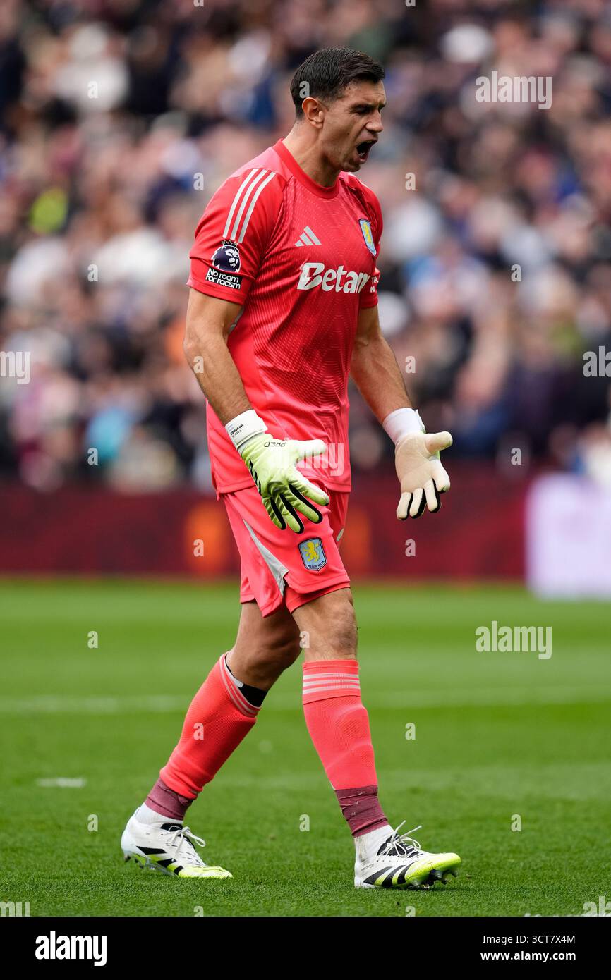 Aston Villa goalkeeper Emiliano Martinez during the Premier League ...