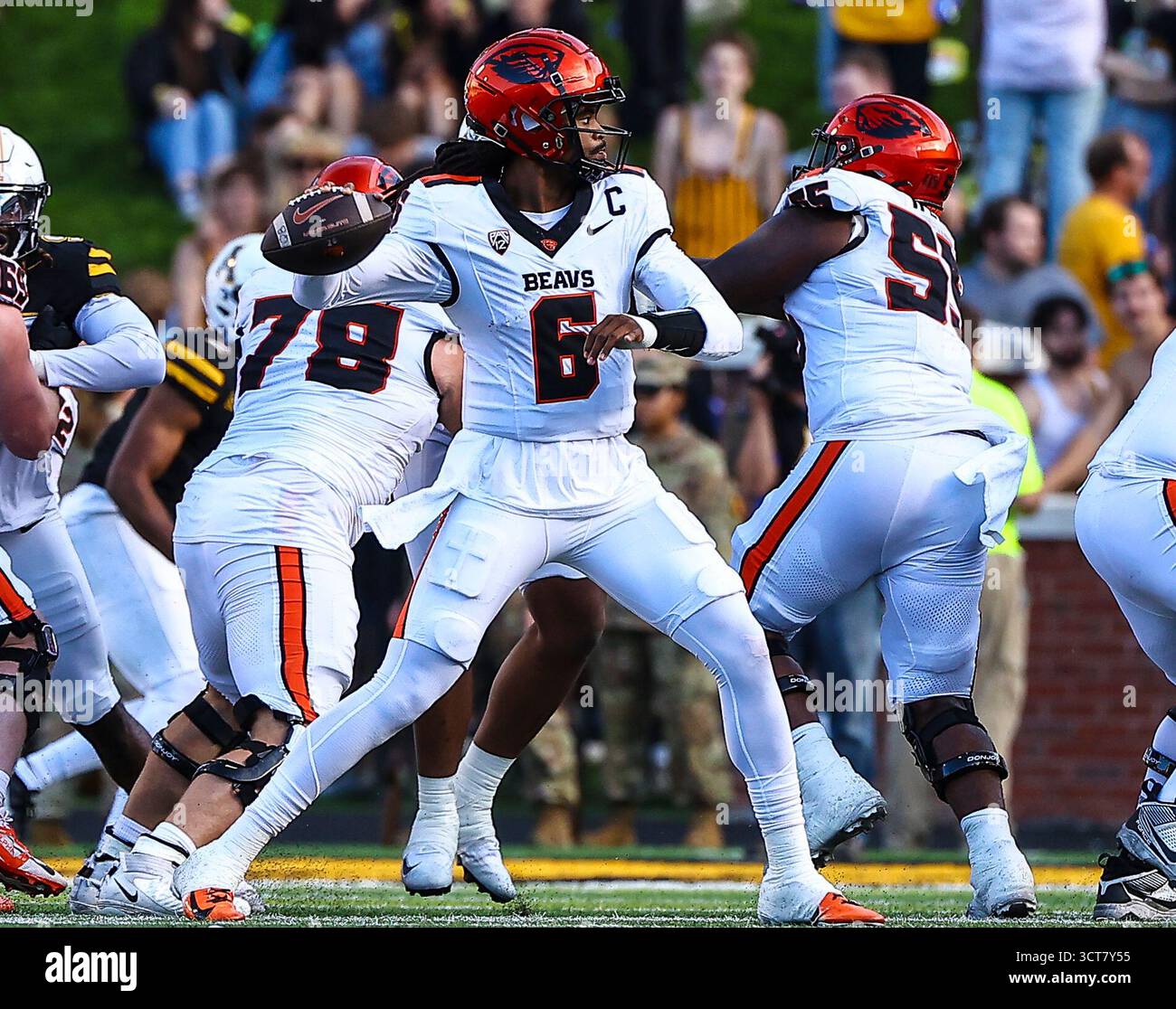 October 4, 2025: Oregon State quarterback Maalik Murphy (6) passes the ...