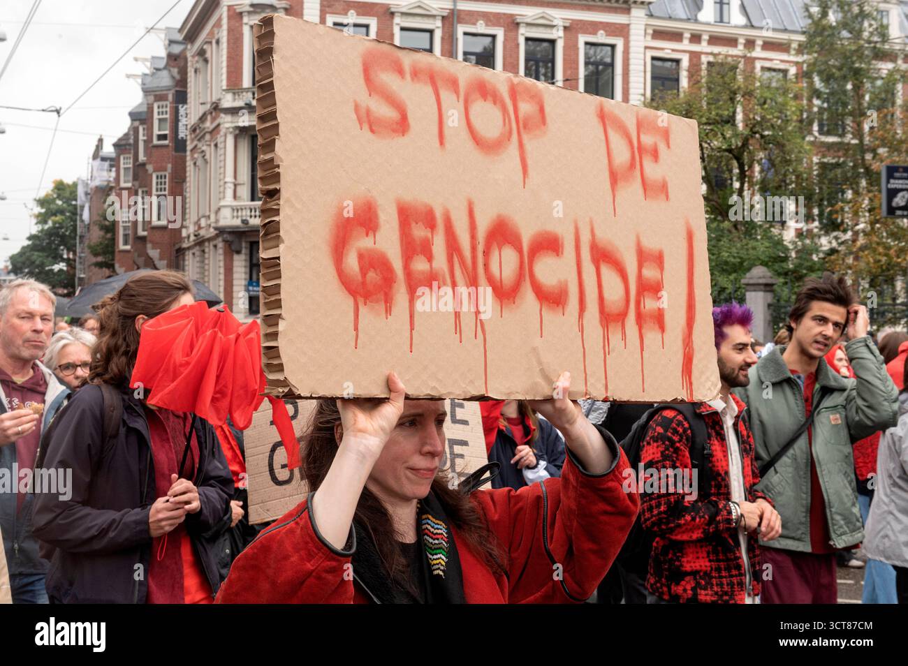 Amsterdam The Netherlands 5th October 2025 Rode lijn protest. Red line ...
