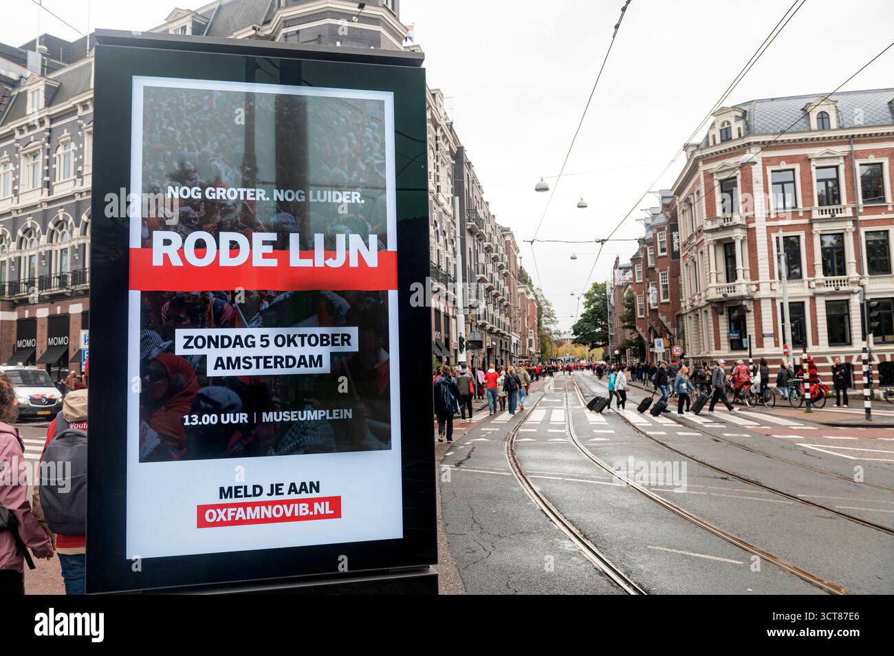 Amsterdam The Netherlands 5th October 2025 Rode lijn protest. Red line ...