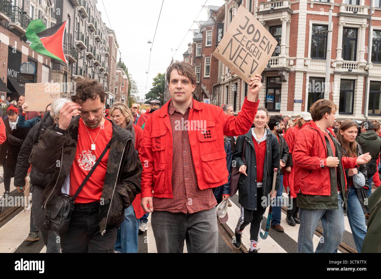 Amsterdam The Netherlands 5th October 2025 Rode lijn protest. Red line ...