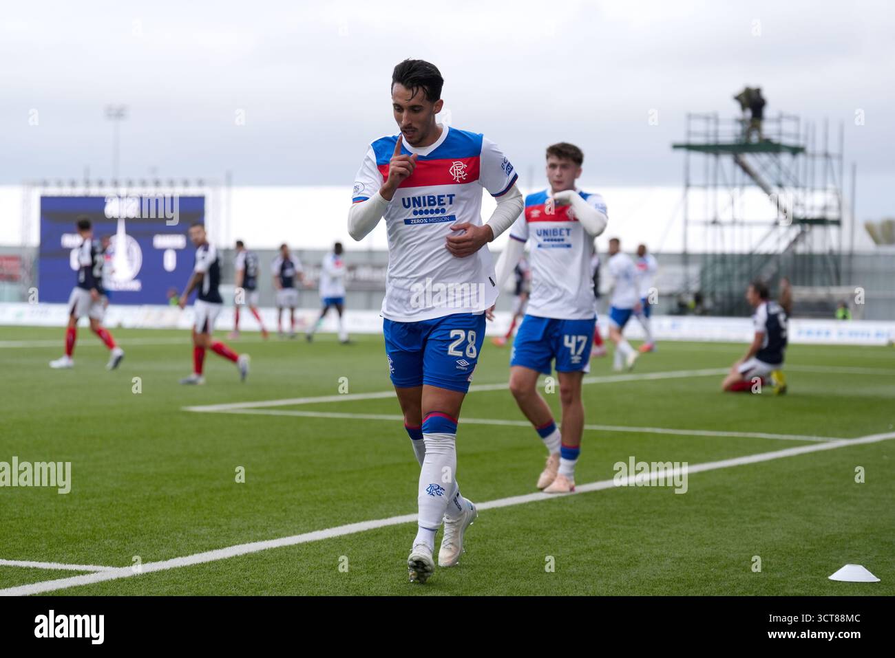 Rangers' Bojan Miovski celebrates after scoring his sides first goal ...