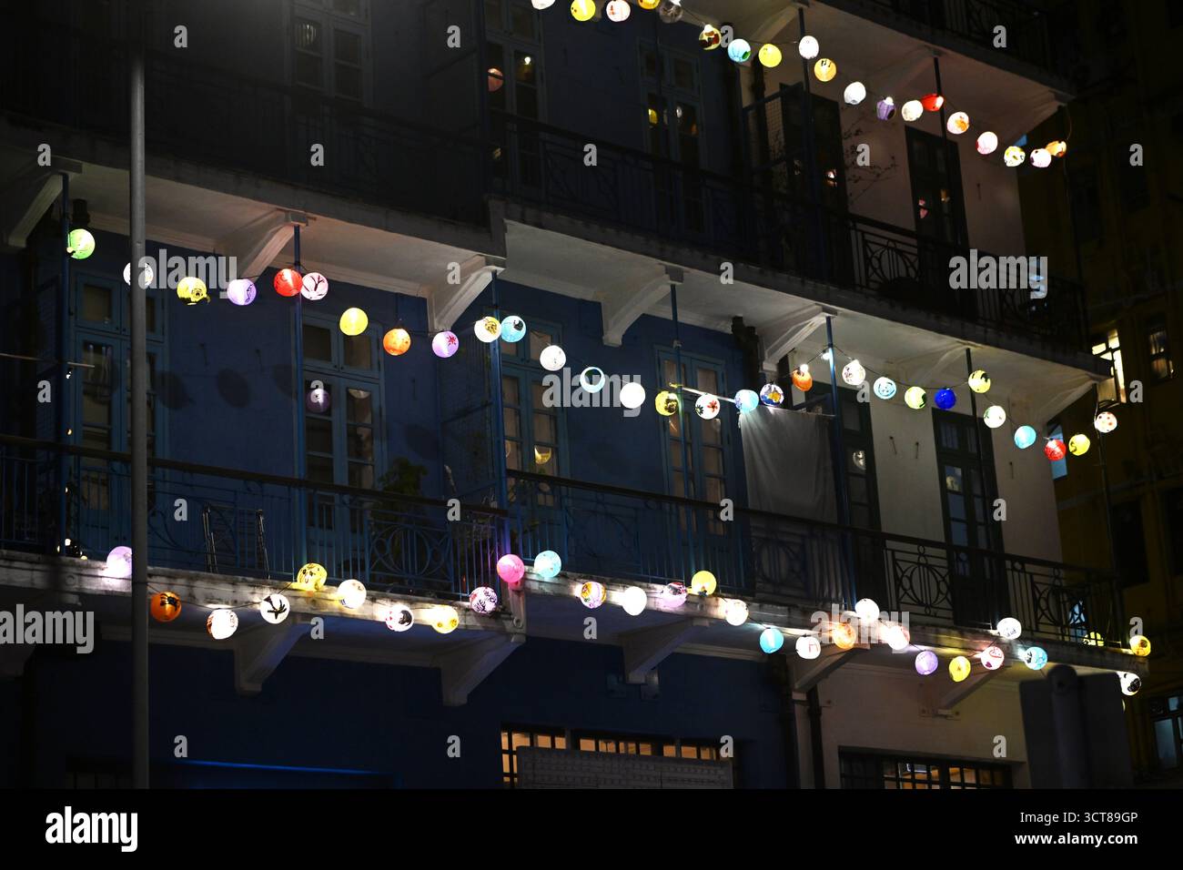 The mid autumn festival lanterns display at the Blue House on October 5, 2025 in Hong Kong ...