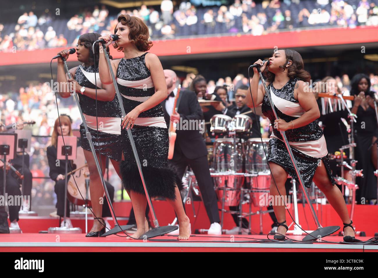 Singer, Raye performs at half-time during the NFL game between ...