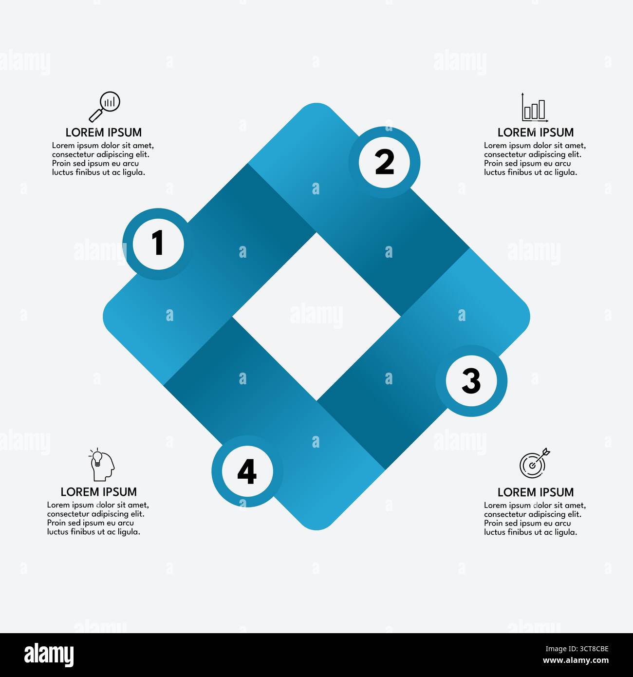 blue square four steps infographic diagram - vector illustration Stock ...